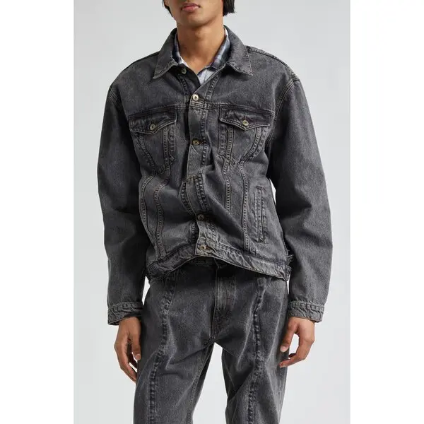 Y/Project Evergreen Wire Denim Jacket In Evergreen Vintage Black